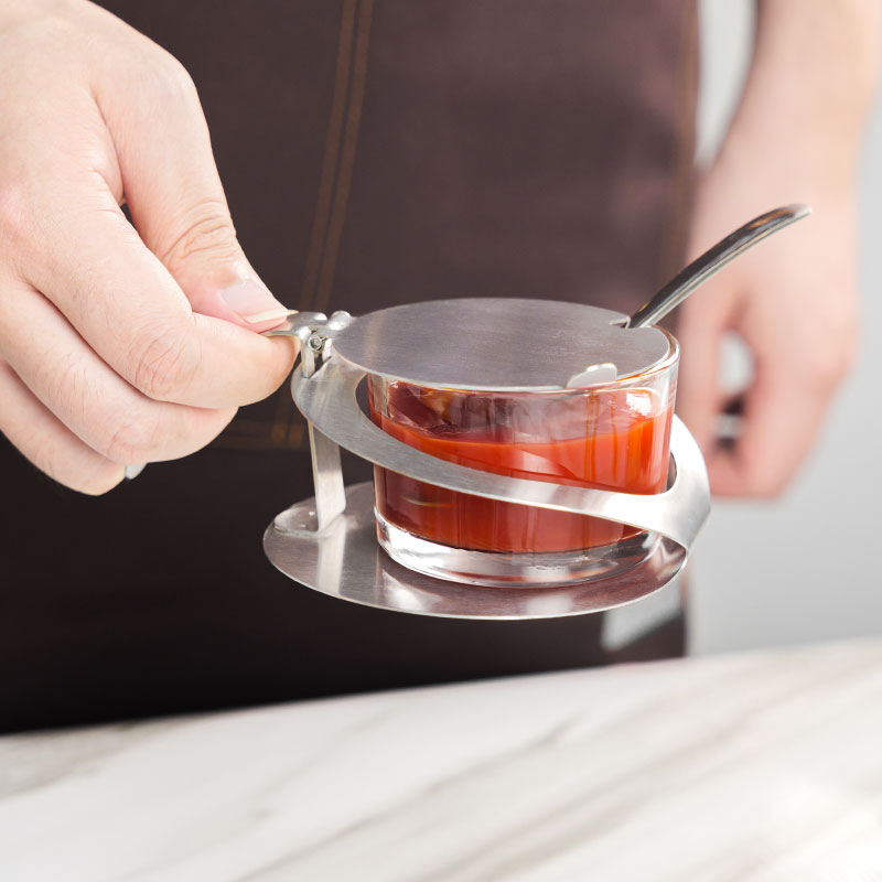 Wholesale Glass Jam Jar with Stainless Steel Holder and Scoop Seasoning ...